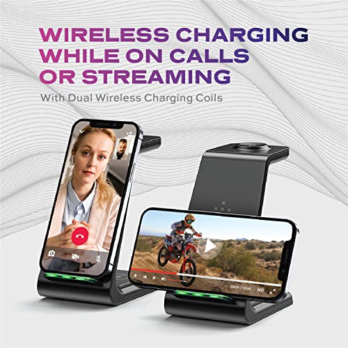 Statik 3 in 1 Wireless Charger Wireless Charging Station Compatible with iPhone iWatch AirPods 10W Fast Charging Qi Wireless Charger for Samsung Phone
