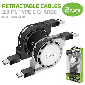 Retractable USB-C Cable, Type-C 3 Feet Charging Cable Compatible to Samsung Galaxy Z Flip, Z Fold, Note 20 S22 S21 S20 Google Pixel LG Moto iPad Mini, iPad Pro, iPad Air (USB-A to USB-C) (2Pack)
