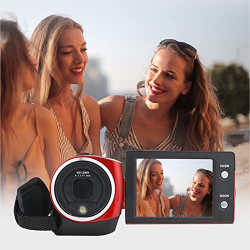 LebonYard Black/Red 16 Megapixel Digital HD Video Camera 1080P Home Portable Photo Self-Timer Video Recorder 16 Times Digital Zoom Electronic Anti-Shake Flip HD Screen