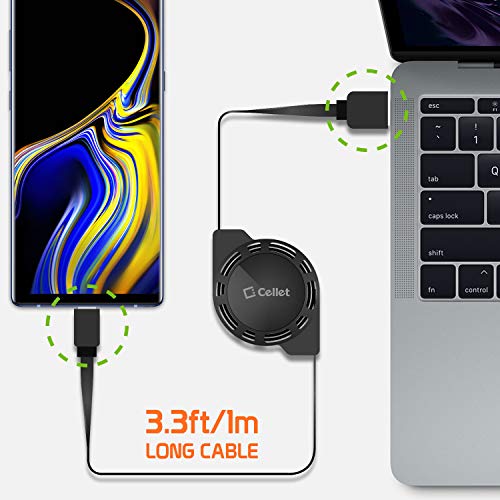 Retractable USB-C Cable, Type-C 3 Feet Charging Cable Compatible to Samsung Galaxy Z Flip, Z Fold, Note 20 S22 S21 S20 Google Pixel LG Moto iPad Mini, iPad Pro, iPad Air (USB-A to USB-C) (2Pack)