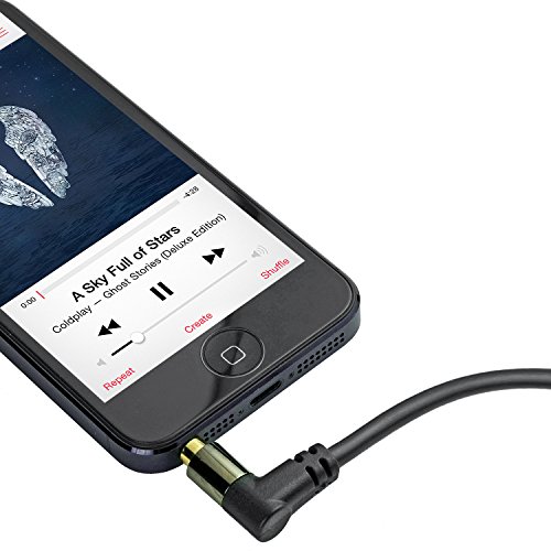 Mediabridge™ 3.5mm Male to Male Right Angle Stereo Audio Cable (4 Feet) - 90° Connector for Flush Connections - Step Down Design for Smartphone, Tablet & MP3 Cases - (Part# MPC-35RA-4)