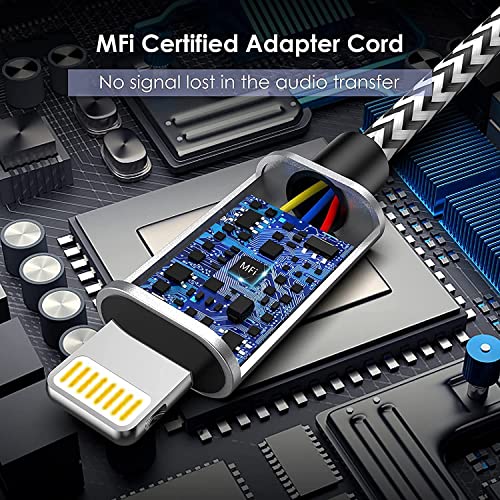 [Apple MFi Certified] iPhone AUX Cord for Car Stereo, Lightning to 3.5mm Audio Cable Compatible with iPhone 14/13/12/11/XR/XS/X/8/7/6/iPad to Car Home Stereo Speaker Headphone, 3.3ft