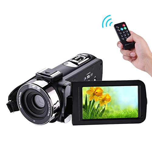 Yeahitch 2.7K Ultra HD Digital Video Camera 3.0-inch 270 ° Reversible IPS Touch-Control Screen DV 16 Times Digital Zoom Double Intelligent Anti-Shake with Remote Control