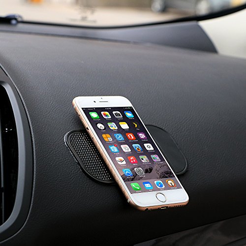 Car Dashboard Non Slip Mat, Bysameyee 5-Pack Anti-Slide Sticky Extra-Thick Dash Pad for Radar Detector, Cell Phone, Keys, Glass, Mirrors, Metal, GPS, Coins