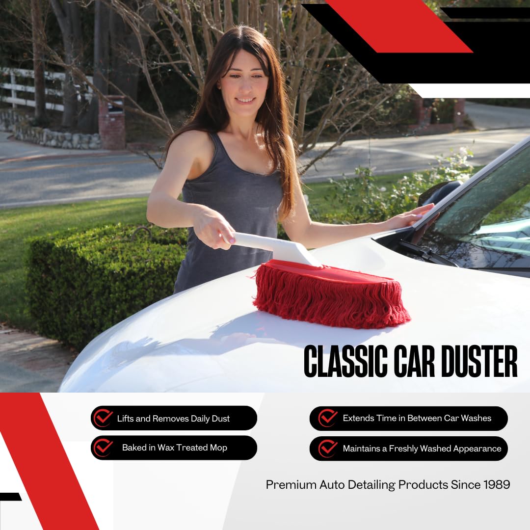The Original California Car Duster California Car Duster 62443 Standard Car Duster with Plastic Handle, Red 25 Inch