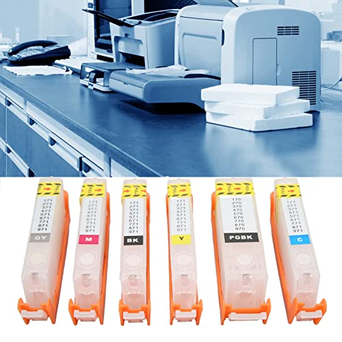 5PCS Ink Cartridge, Reusable Printing Ink Cartridge PGBK BK C M Y 5 Color for Printing (370-371)