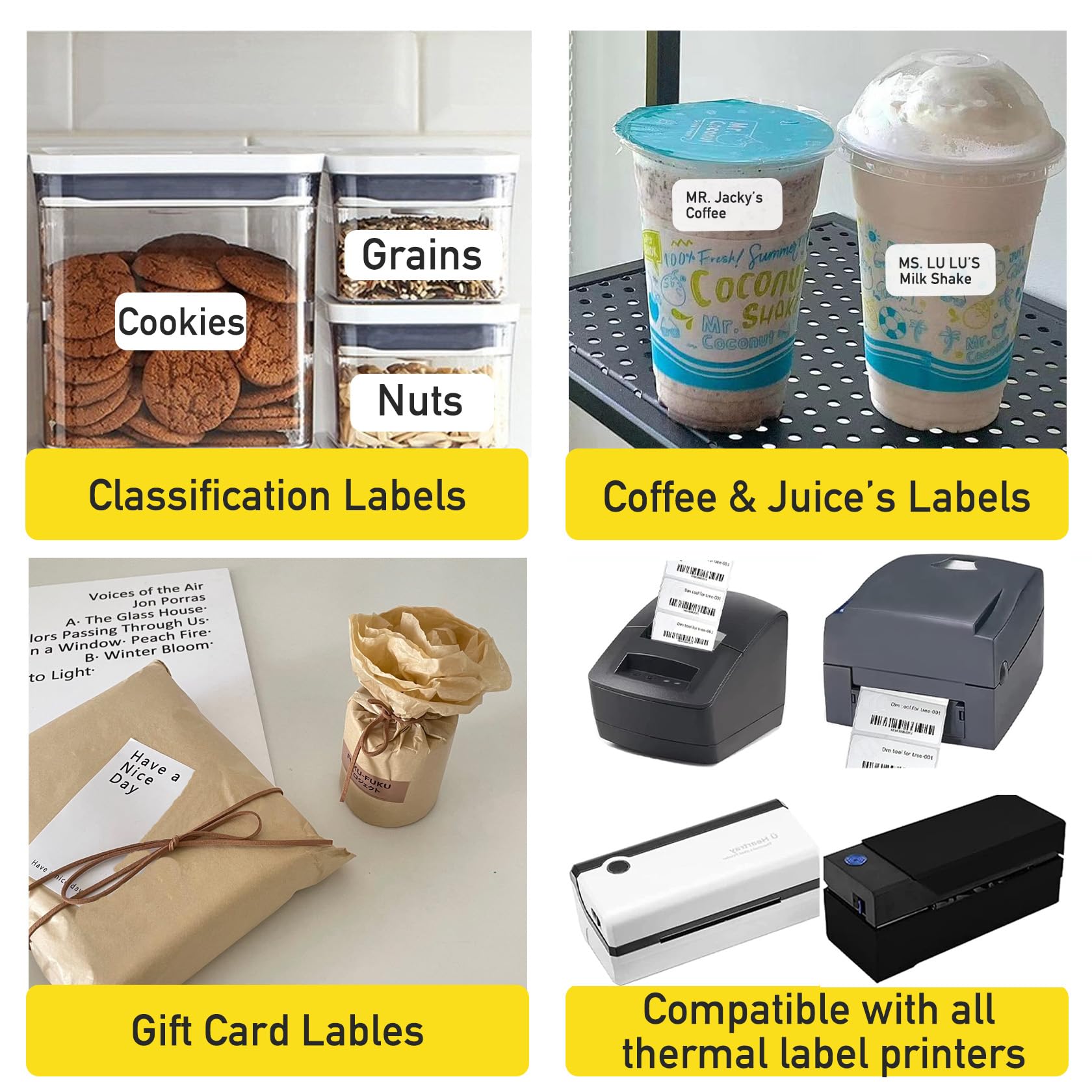 2 x 1 Direct Thermal Laverls, Thermal Name Label Stickers, Thermal Label Stickers, Barcode Label Thermal-1 Roll,1000 Labels