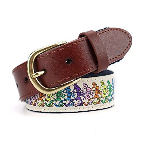 SEC.119 Grateful Dead Oatmeal Skeletons Casual Belt | Officially Licensed Apparel | Size 42