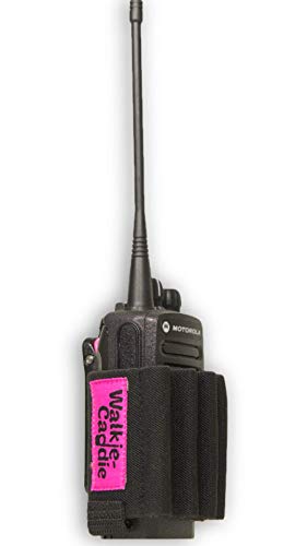 Walkie Caddie (Pink) - Accessory Pouch for Walkie Talkies | for Motorola CP 200 and Most Other Walkie Talkies | Black with Pink Bungee
