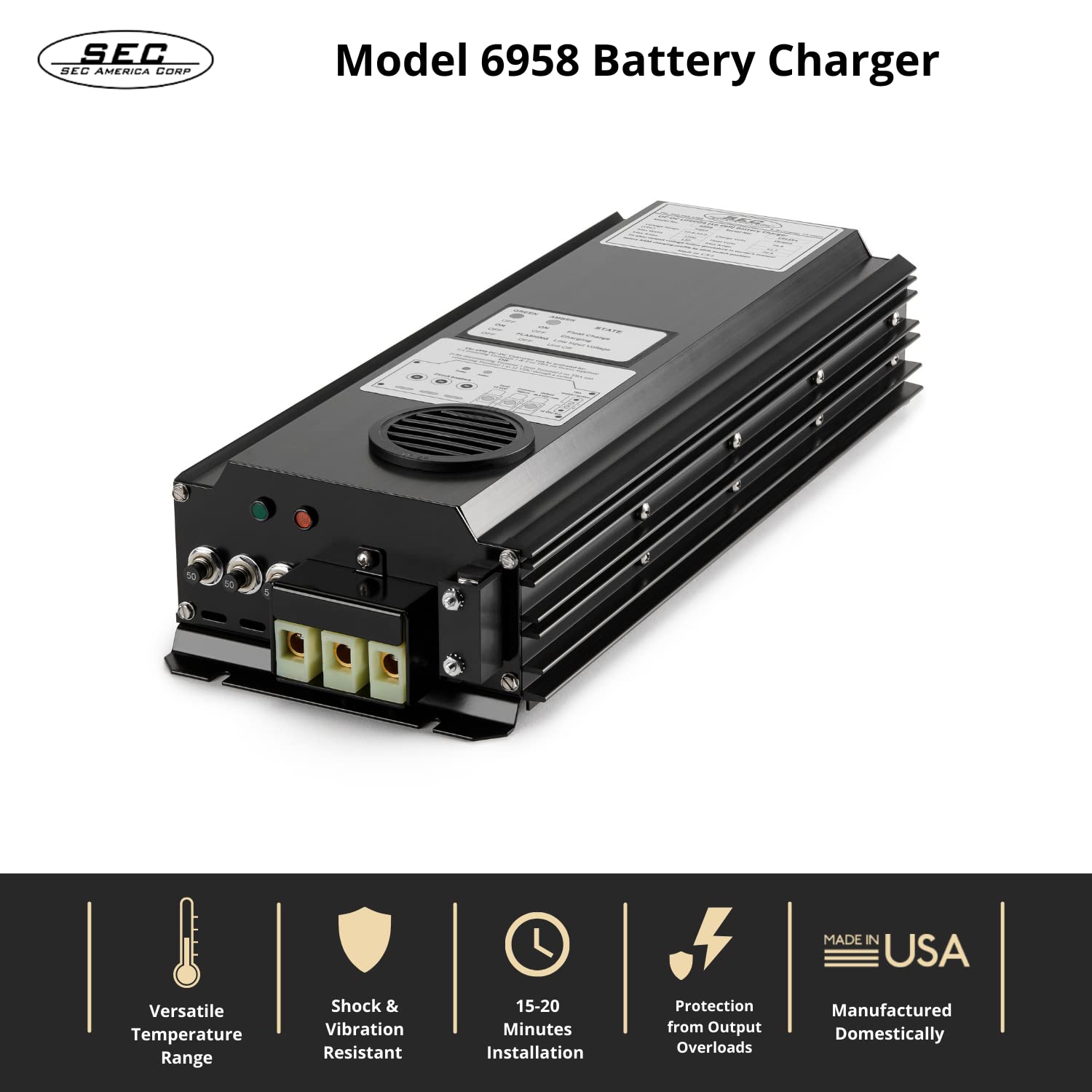 SEC America Model 695 CE DC-DC Converter - 12V to 24V High Power DC-DC Converter - Model 680 CE - 1320 Watts of Output Power