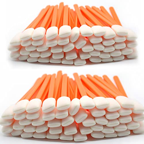 Wellgler's Foam Cleaning Swab,for Electronics, Camera, Optical Lens Cleaning and Clean Inkjet Printer (200pcs Orange)