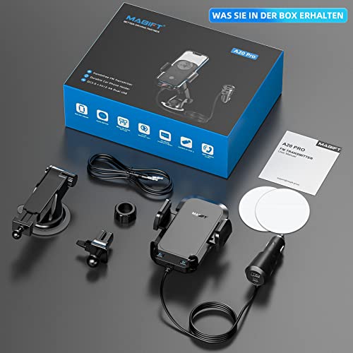 Magift Bluetooth Car Adapter-PD 20W Car Bluetooth Adapter,【Air Vent & Dashboard】Phone Holder,AUX FM Bluetooth Transmitter With Strong Microphone & HiFi Deep Bass Sound,Hands-free Calls & Music Player.