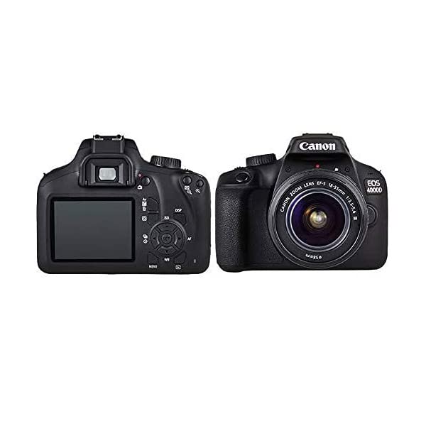 Canon EOS 4000D / Rebel T100 DSLR Camera with 18-55mm Lens, 64GB Memory Card, Case, Photo Software, LPE10 Battery, Flex Tripod, Hand Strap, Memory Wallet, Cleaning Kit (Renewed)