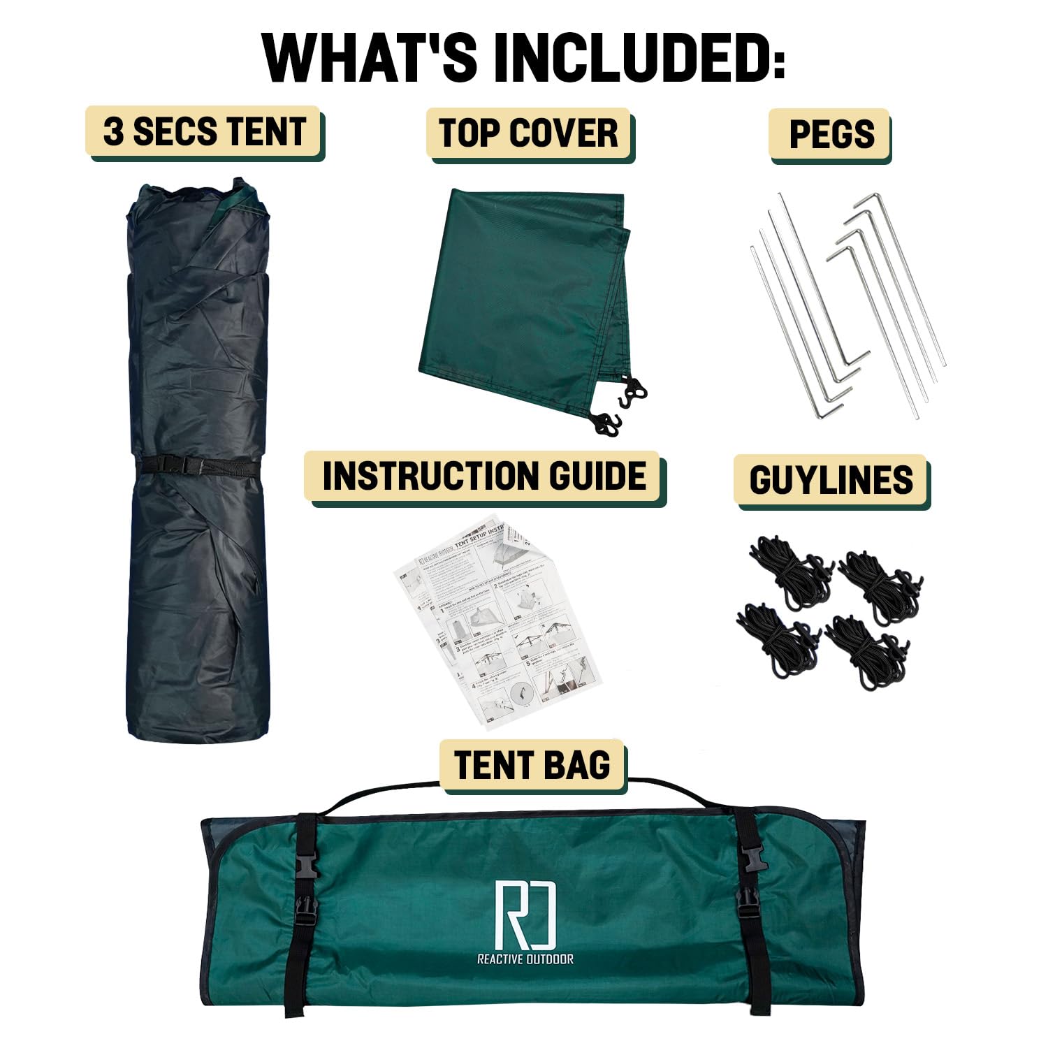 Reactive Outdoor Tent - 3 Second Tent - 3 Sec Instant Pop Up Tent - Easy and Quick Setup Camping Tent - 1 Person Setup Waterproof Double Layer Outdoor Camping Tent
