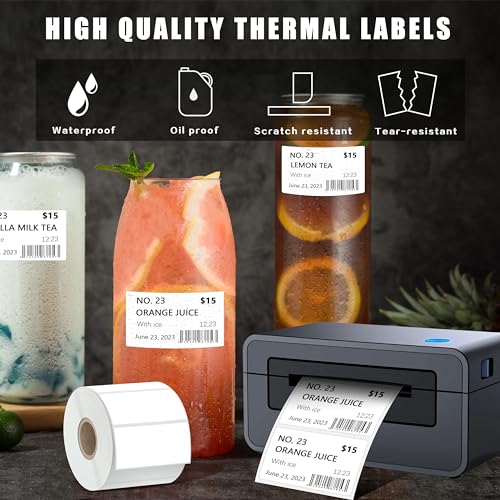 PARLAIM Rectangle Thermal Sticker Labels, 1000PCS Commercial Grade Square Direct Thermal Printer Labels for Address Shipping Label,UPC QR Code, Name Tag, Price Sticker (White)
