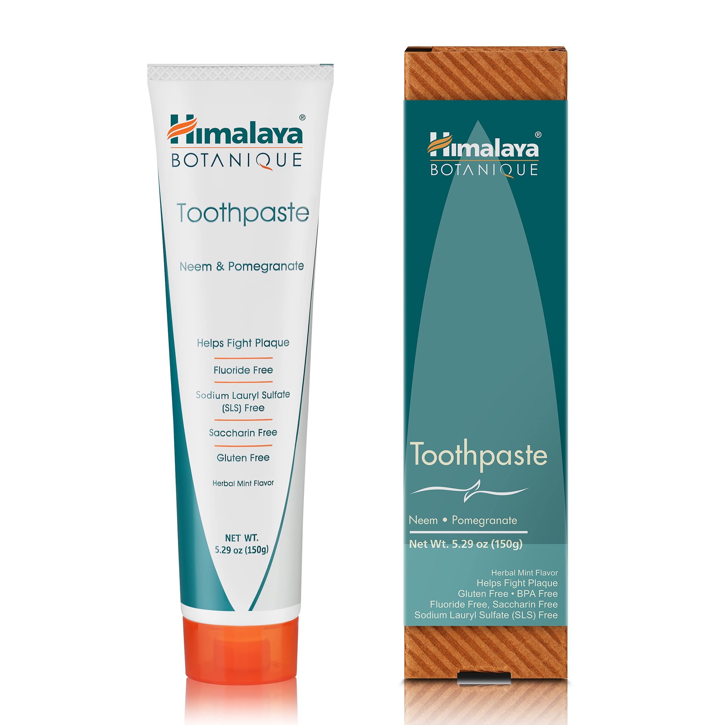 Himalaya Botanique Neem & Pomegranate Toothpaste, Original Formula for Brighter Teeth and Fresh Breath, 5.29 oz, 4 Pack