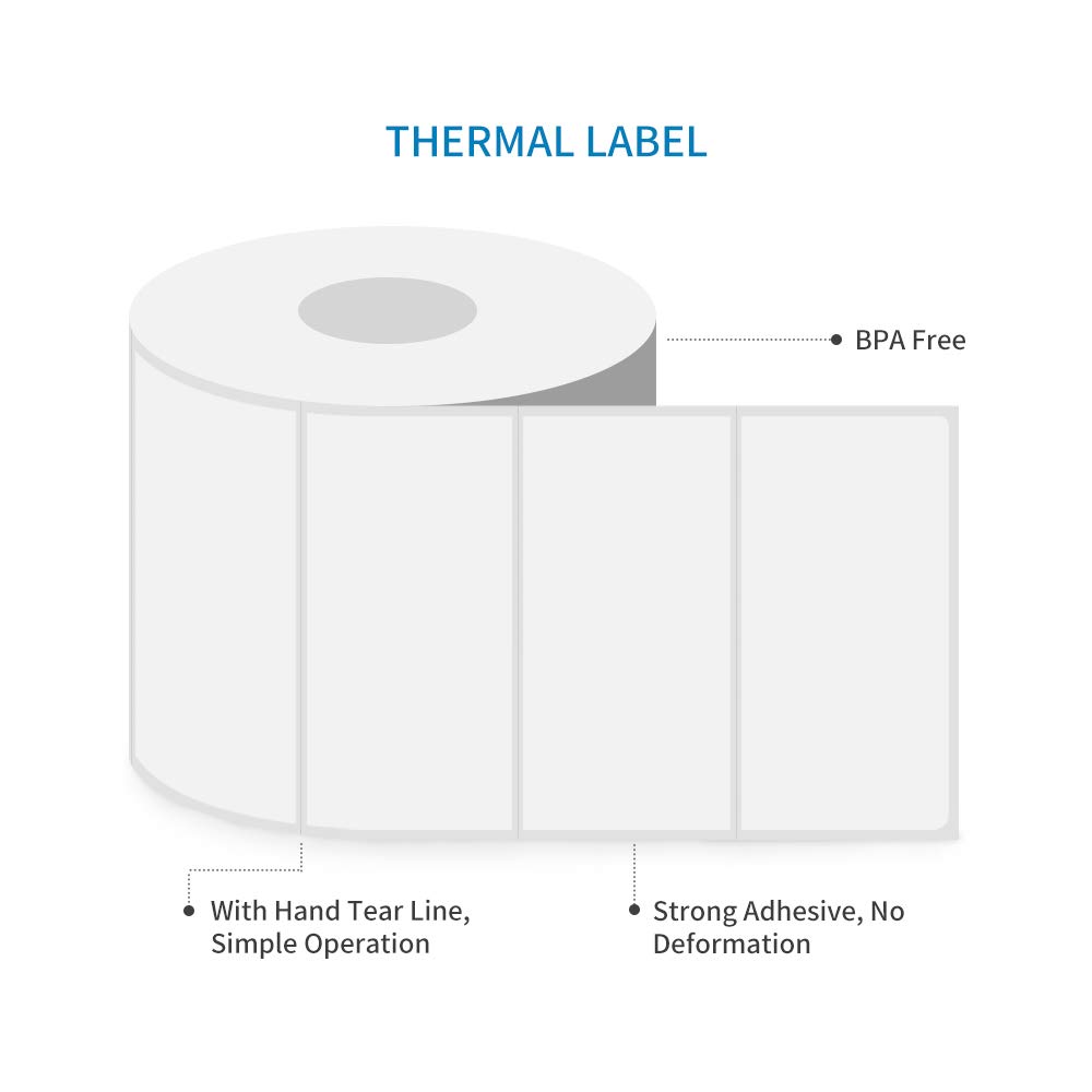 Essential 4"X2" Direct Thermal Barcode Labels, Shipping Labels, 750 Labels of Roll, Compatible with Zebra Printers (1 Roll-750 Labels)