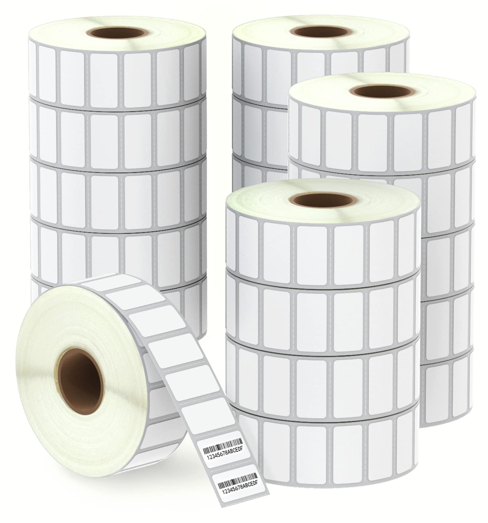 BETCKEY - 1" x 0.5" (25 mm x 13 mm) Small Labels Compatible with Zebra & More Label Printer,Premium Adhesive & Perforated [20 Rolls, 48600 Labels]
