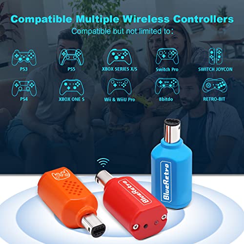 BITFUNX RetroScaler NGC Wireless Controller Adapter - Supports NGC Game Console, Compatible with PS3/PS4/PS5, Xbox One S, Series X/S, Switch Pro Bluetooth Controllers