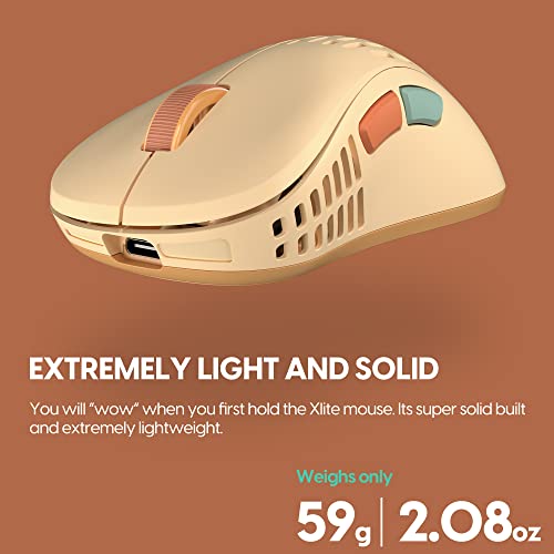 Pulsar Gaming Gears - Xlite V2 Retro Edition Wireless High Performance Super Light and Fast Ergonomic Gaming Mouse 2.4Ghz 1ms 20000 DPI Optical Sensor PAW3370 (Medium, Wireless, Brown)