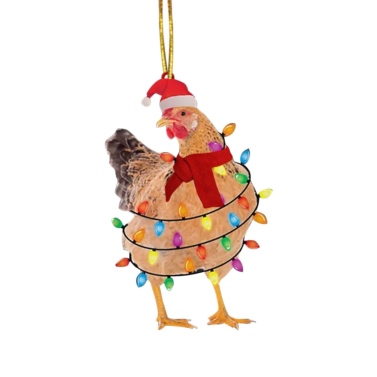 QAZIUY Christmas Wood Hanging Ornaments Funny Hanging Ornaments Clearance Christmas Chicken Acrylic Decorations 2024 Scarf Chicken Christmas Decorations Pendant