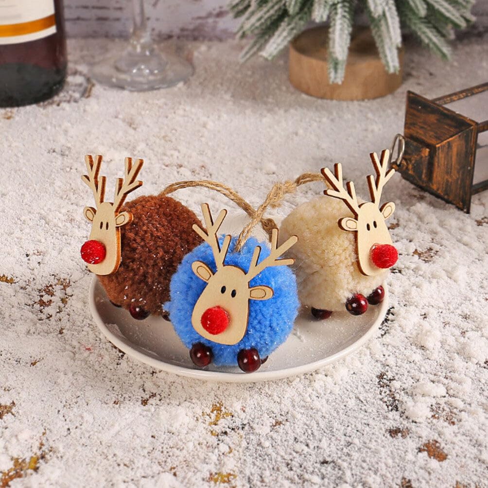 6pcs Christmas Felt Elk Hanging Ornament Antler Reindeer Hanging Pendants Stuffed Reindeer Plush Toy Christmas Tree Decor for Xmas Party Supplies