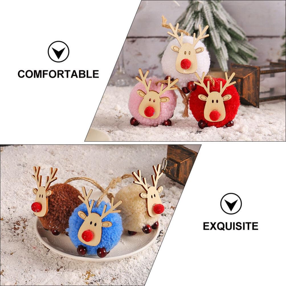 6pcs Christmas Felt Elk Hanging Ornament Antler Reindeer Hanging Pendants Stuffed Reindeer Plush Toy Christmas Tree Decor for Xmas Party Supplies