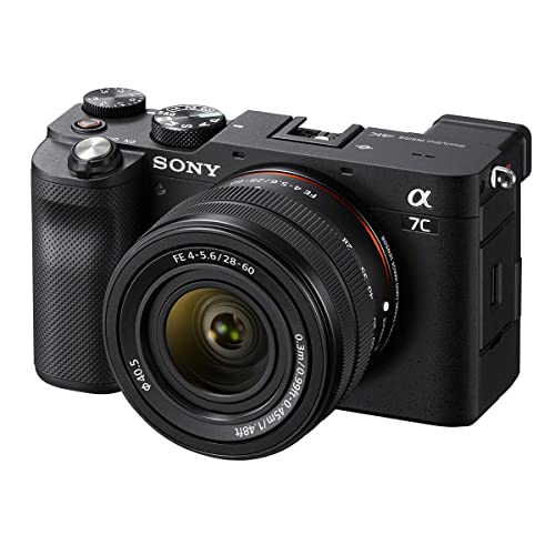 Sony Alpha 7C Mirrorless Digital Camera with FE 28-60mm Lens, Black, Bundle with Bag, 128GB SD Card, Joby GorillaPod 5K Kit with Rig, Mic, LED Light, Extra Battery, Charger and Accessories