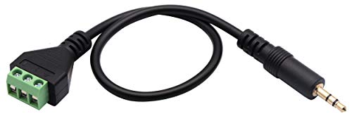 zdyCGTime 3.5mm Screw Terminal Block Cable 3.5mm (1/8inch) Stereo Audio Male to 3 Pin/Way Female Bolt Screw AV Headphone Type Adapter Cable(30CM/2Packs)(3Pole/M)