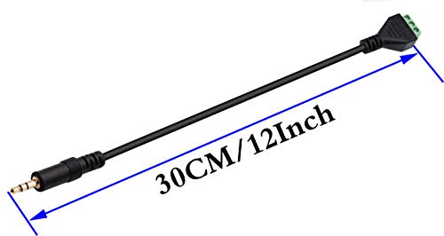 zdyCGTime 3.5mm Screw Terminal Block Cable 3.5mm (1/8inch) Stereo Audio Male to 3 Pin/Way Female Bolt Screw AV Headphone Type Adapter Cable(30CM/2Packs)(3Pole/M)