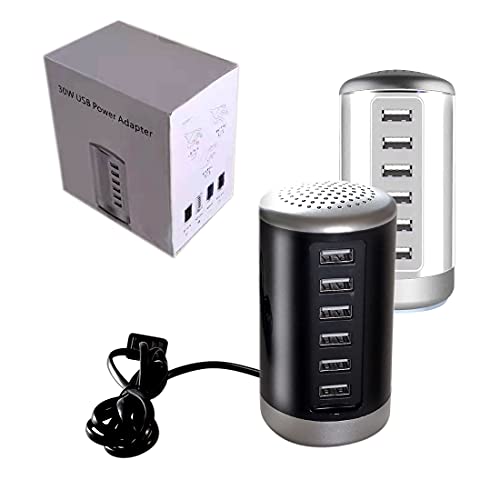 Desktop USB Charging Station,6-Port USB Tower Charging Station 30W 6A USB Charging Station,Multi Ports USB Charger Charging for Smartphones,Tablets,and Other USB Devices.(Black)