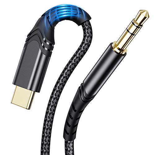 USB C to 3.5mm Audio Aux Jack Cable, Type C to 3.5mm Headphone Car Stereo USB C to Aux Cord Compatible with iPad Pro 2018, Google Pixel 2 3 4 XL, Samsung Galaxy S20 S21 Ultra Note 20 10 Plus (Black)