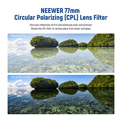 NEEWER 77mm Polarizer Filter 30 Layer Multi Resistant Nano Coated Circular Polarizing Filter(CPL) with HD Optical Glass/Ultra Slim Frame, Reduce Glare/Enhance Contrast/Reduce Reflection