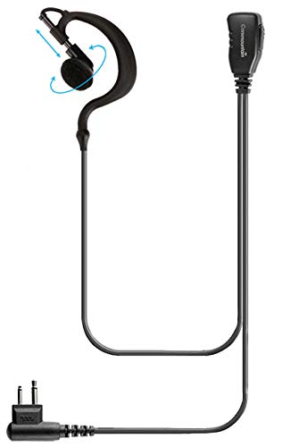 Single Wire Earhook Earpiece with Reinforced Cable for Motorola Radios BRP40 CP200 CP200D CP185 CLS1410 CLS1110 DTR650 RDU2020 RDU4100 RDU4160D RDU2080D RMU2040 RMU2080D CLS RMM RMU, G Shape Headset