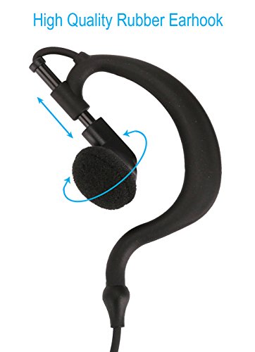 Single Wire Earhook Earpiece with Reinforced Cable for Motorola Radios BRP40 CP200 CP200D CP185 CLS1410 CLS1110 DTR650 RDU2020 RDU4100 RDU4160D RDU2080D RMU2040 RMU2080D CLS RMM RMU, G Shape Headset