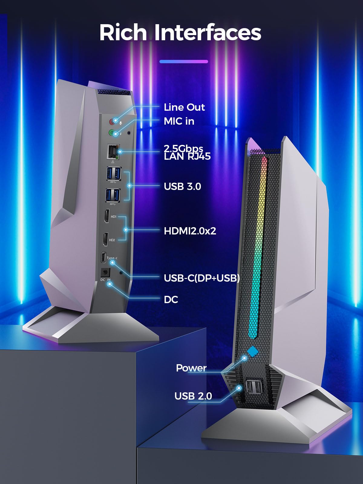 TOPGRO T1 Mini Gaming PC 12th Gen Core i7-12700H/RTX3050 8G GDDR6, Mini Computers(14C/20T, up to 4.7GHz)32GB DDR4, 1TB PCIe4.0 SSD, Mini Desktop PC Win11 Pro,RGB Lights, WiFi6E/BT5.3/2.5G LAN/USB-C/4K