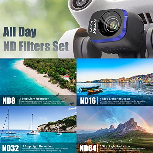 ND Filter Set for DJI Mini 3 Pro, 6-Pack Drone Camera Lens Filter Accessories Polarized CPL Filter with Aluminum Alloy Frame & 32-Layer Coating HD AGC Optical Glass (CPL,ND8,ND16,ND32,ND64,ND128)
