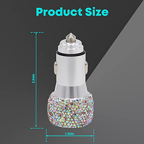 Bling Dual USB Car Charger Quick Charge 3.0 Crystal Fast Charging Cigarette Adapter Women Cute Car Accessories for iPhone Samsung Galaxy S10/S9/S8/S7/S7 Edge/S6/Edge+ Nexus 6P/5X,LG,Nexus(Multicolor)