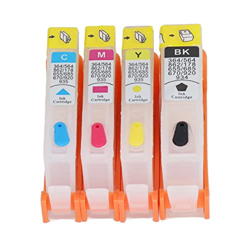 Fafeicy 4PCS Ink Cartridge,Permanent Chip Replacement Refill Ink Cartridge PP for Office (HP 903)