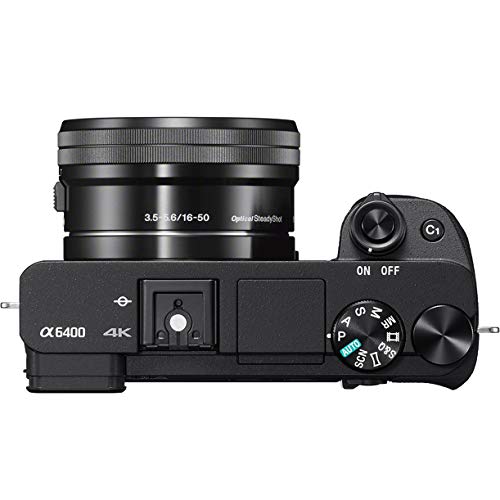 Sony a6400 4K Mirrorless Camera ILCE-6400L/B (Black) with 16-50mm f/3.5-5.6 Lens Kit and 0.43x Wide Angle Lens + 2.2X Telephoto Lens + Deco Gear Extra Battery Gadget Bag Remote & Flash Bundle