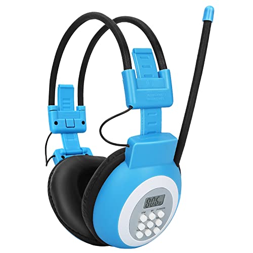 Portable Digital Personal FM Radio Headphones Ear Muffs with Antenna, 2 AA Batteries Powered LCD Display Wireless Headset with Build in Radio for Walking, Jogging and Daily Works