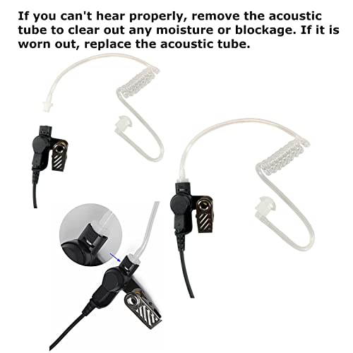 MaximalPower HYTERA HYT Single Wire 2-Pin Radio Earbud Headset PTT Mic in-Ear Clear Coil Tube
