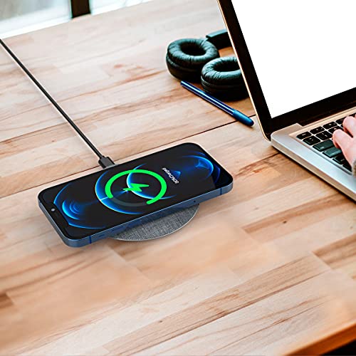 Flat Fabric Wireless Charger, 15W Super Slim Universal Wireless Charging Pad for iPhone 14/13/12/11/XR/X/8, Android Wireless Charger for Galaxy S21/S20 Ultra/S10/Note 10, Pixel 5/4 XL (No AC Adapter)
