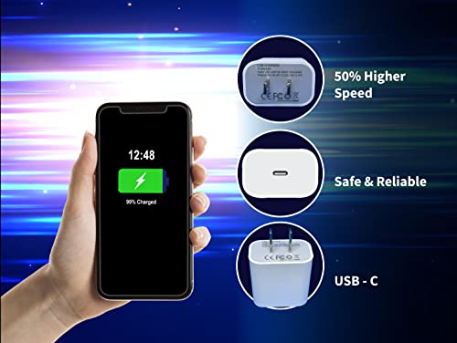 USB C Charger - 20W PD Fast Charging Block Compatible with iPhone 13 12 11 X XR Xs Pro (max/Pro/Mini), iPad, Samsung, Huawei, Xiaomi, Oppo, Vivo - White