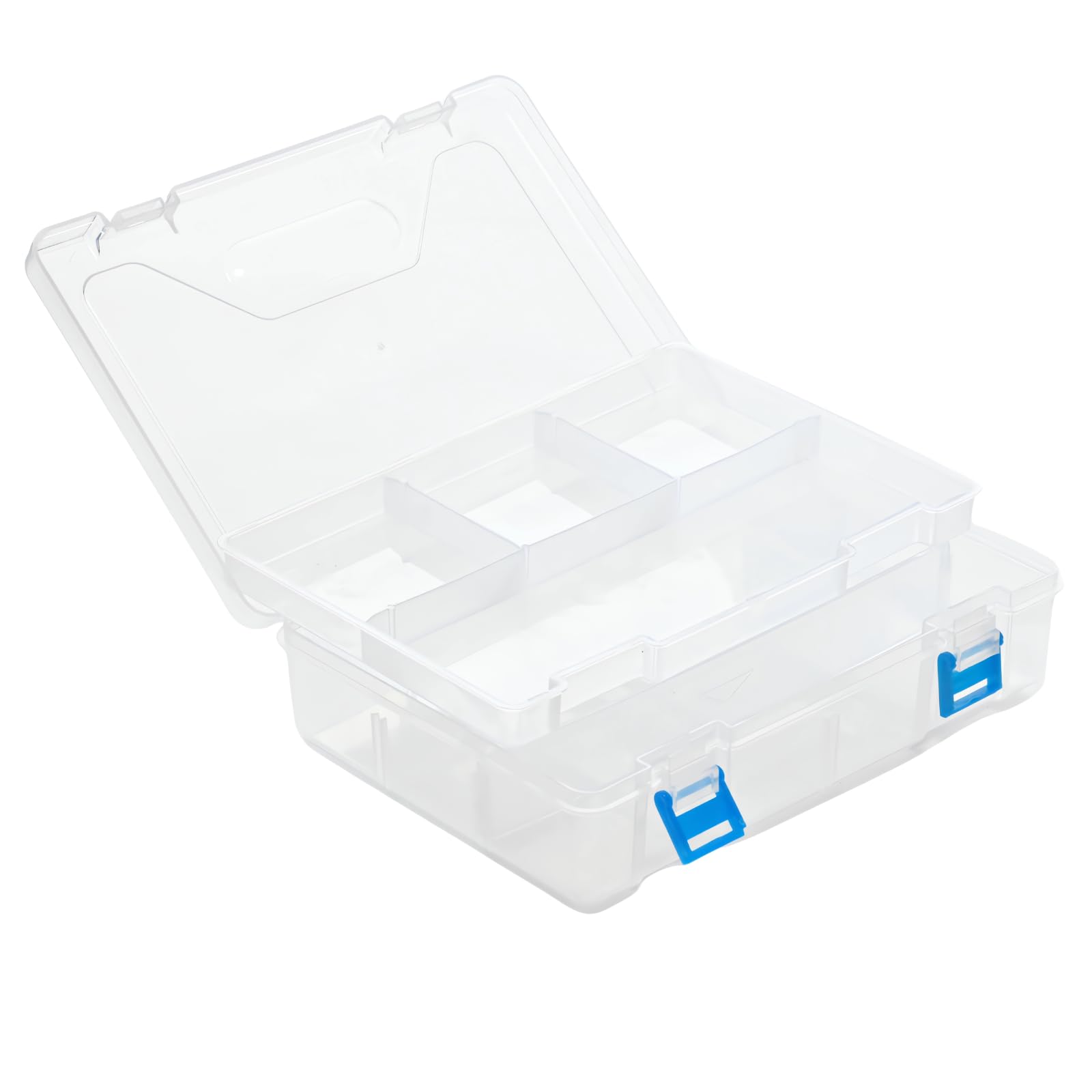 CSNGHSD Plastic Pencil case, Large Plastic Pencil case with lid. Transparent. Hard Pencil Double Storage Multi-Layer Tool Box for School Art Box