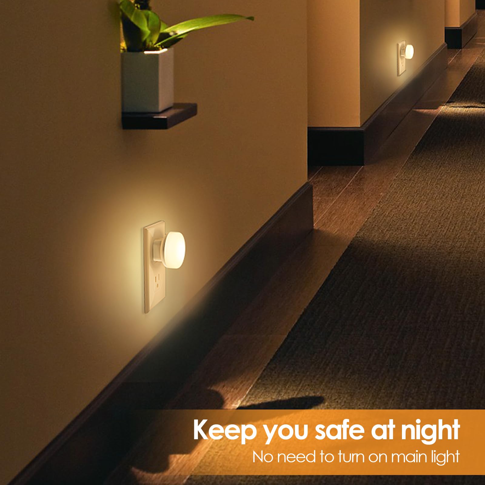 FOLKSMATE LED Night Lights Plug into Wall 5-Pack, Plug in Nightlight Soft White with Light Sensors for Adults, Kids Room, Bedroom, Bathroom, Hallway