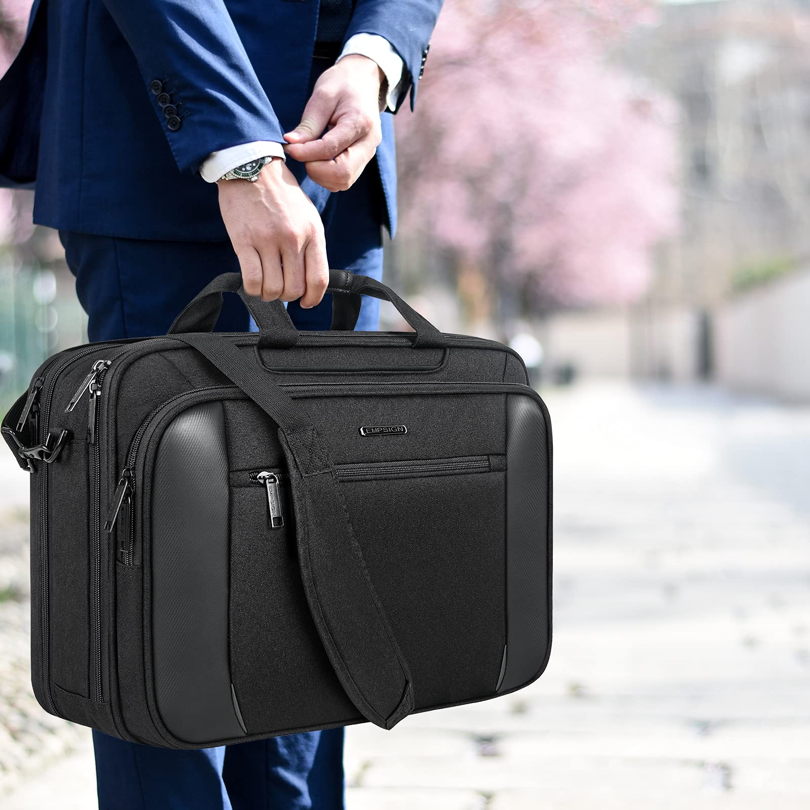 EMPSIGN 17.3 Inch Laptop Bag Briefcase, XL Gaming Computer Bag Laptop Case for Men & Women, Water Repellent, Office Carrying Case Shoulder Bag for Work Business Commute Travel School-Black