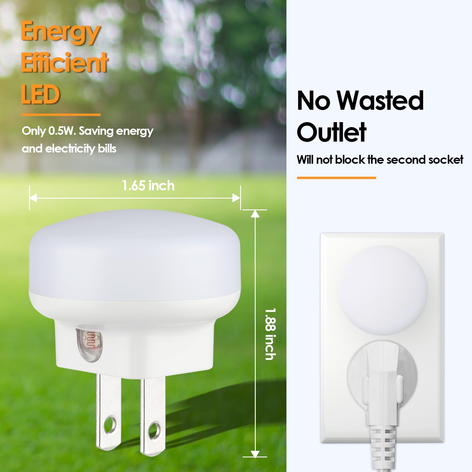 FOLKSMATE LED Night Lights Plug into Wall 5-Pack, Plug in Nightlight Soft White with Light Sensors for Adults, Kids Room, Bedroom, Bathroom, Hallway