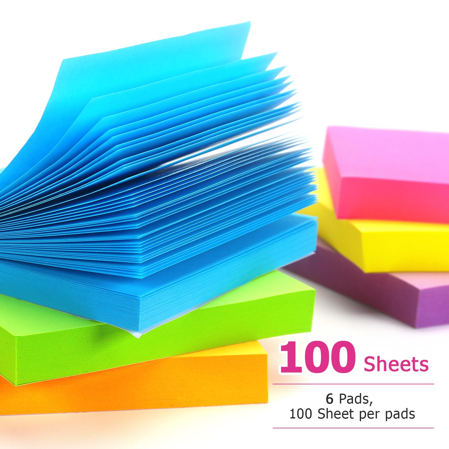 Early Buy Sticky Notes 6 Bright Color 6 Pads Self-Stick Notes 3 in x 3 in, 100 Sheets/Pad
