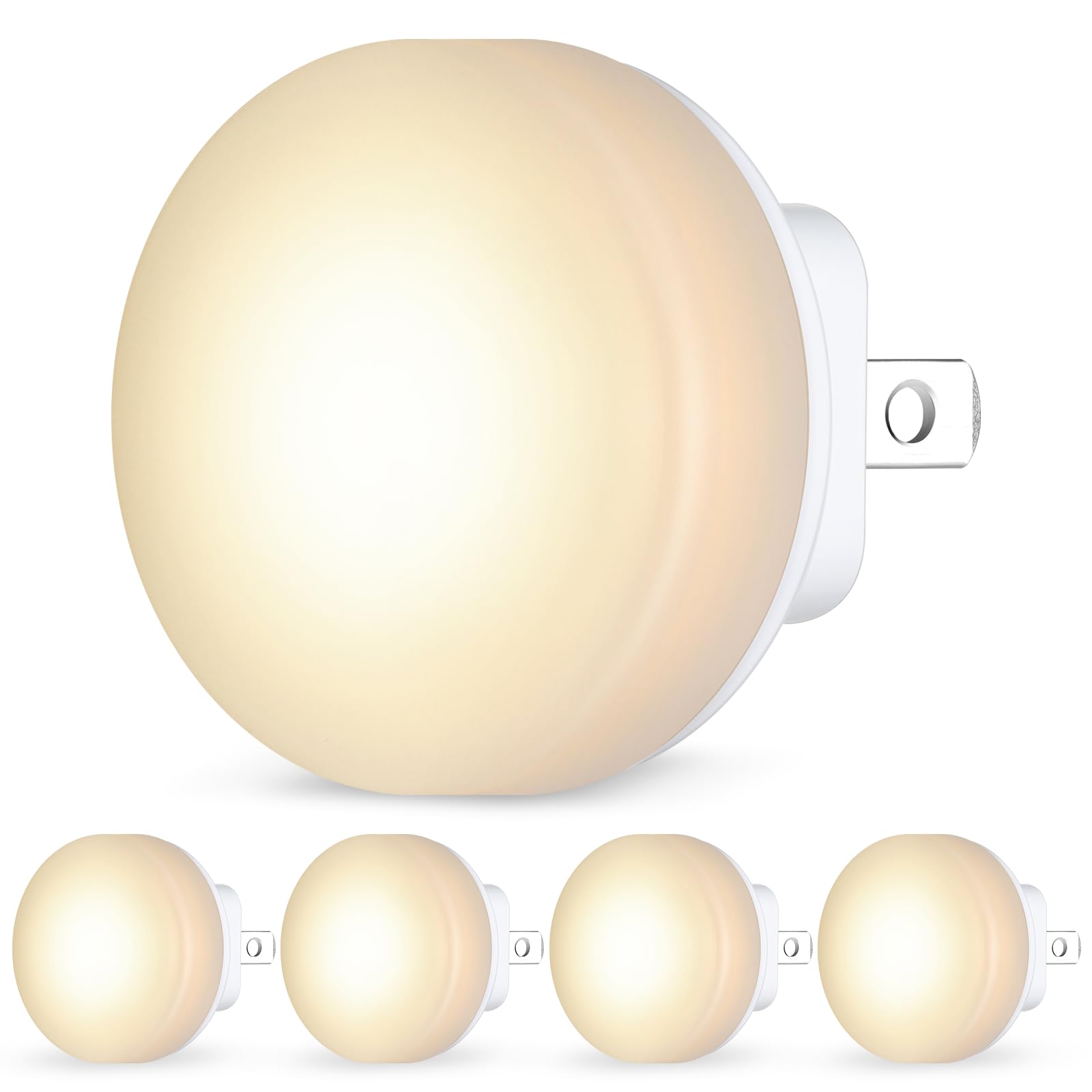 FOLKSMATE LED Night Lights Plug into Wall 5-Pack, Plug in Nightlight Soft White with Light Sensors for Adults, Kids Room, Bedroom, Bathroom, Hallway